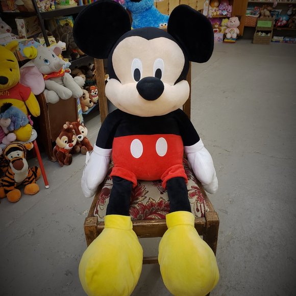 Toys | Child Size Jumbo Mickey Mouse Plush Sitting On Full Size Chair ...